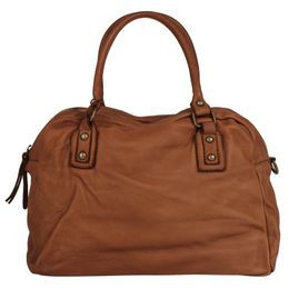 Shopper Samantha Look, Damen, Gr. B/H/T: 37cm x 26cm x 13cm onesize, braun (cognac), Leder, leicht gl&auml;nzend, unifarben, Taschen Shopper, echt Leder, Made in Italy