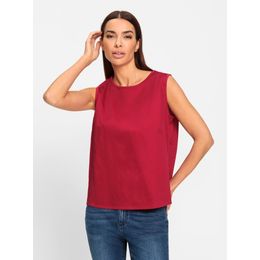 Blusentop Heine, Damen, Gr. 44, rot, 97% Baumwolle, 3% Elasthan, unifarben, Rundhals, Blusen Blusentop