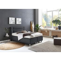 Boxspringbett, grau (feinstrukturstoff anthrazit), Ohne Topper, Liegefl&auml;che B/L: 140cm x 200cm, H3, Bonnell-Federkernmatratze, Bezug Unterbox und Kopfteil: Feinstrukturstoff (77% Polyester, 23% Viskose);Bezug Obermatratze 100% Polyester, waschbar bis 60C, Westfalia Schlafkomfort, Komplettbetten, Boxspringbett, in diversen Ausf&uuml;hrungen