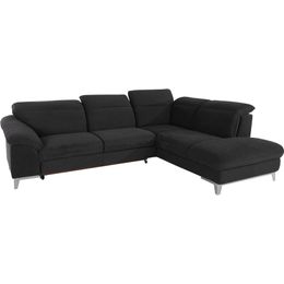 Ecksofa COTTA "Teresa L-Form", schwarz, B:293cm H:84cm T:232cm, Chenille (90% Polyester; 10% Polyamid );Struktur (100% Polyester ), Sofas, Ecksofa, mit Kopfteilverstellung, wahlweise mit Bettfunktion