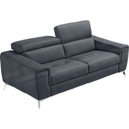 Schlafsofa Egoitaliano "Francine Designsofa, Loungesofa mit Dauerschlaffunktion, Breite 233 cm", grau (charcoal), B:233cm H:100cm T:106cm, Sofas, Schlafsofa, mit Bettfunktion, Luxus-Microfaser BLUSH, charcoal, Fu&szlig;farbe chrom