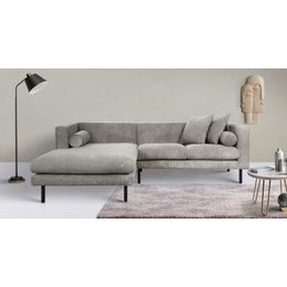 Ecksofa Home Affaire "Lillibeth L-Form Designsofa, Ma&szlig;e B/T/H: 240/173/83 cm", grau (taupe), B:240cm H:83cm T:173cm, 100% Polyester, Sofas, Ecksofa, Zierkissen als Wendekissen, in Samtoptik oder Cord