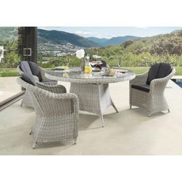 Garten-Essgruppe Destiny "MALAGA LUNA", wei&szlig; (vintage wei&szlig;, anthrazit), Polyester, Aluminium, Polyrattan, Sitzm&ouml;bel-Sets, Garten-Essgruppe, Aluminium, Polyrattan