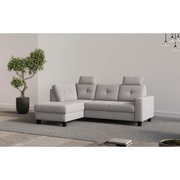 Ecksofa Home Affaire "Varese", silber, B:226cm H:91cm T:170cm, 90% Polyester 10% Polyamid, Sofas, Ecksofa, wahlweise mit Bettfunktion und Bettkasten