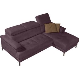 Ecksofa Egoitaliano "Soul, Design und Sitzkomfort auf hohem Niveau, tolle Details, L-Form", lila (plum), B:250cm H:99cm T:166cm, Sofas, Ecksofa, mit Recamiere, inkl. Kopfteilverstellung