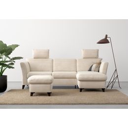 Ecksofa Home Affaire "Trelleborg L-Form", beige (creme), B:249cm H:86cm T:162cm, 100% Polyester, Sofas, Ecksofa, wahlweise mit Bettfunktion und Bettkasten, inkl. Federkern-Polsterung