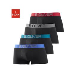 Hipster s.Oliver, Herren, Gr. XXL, 4 Stk., bunt (schwarz, blau, schwarz, petrol, schwarz, grau, schwarz, rot), Jersey, Obermaterial: 92% Baumwolle, 8% Elasthan (LYCRA), unifarben, k&ouml;rpernah, Unterhosen Hipster, knapp sitzende Boxershorts f&uuml;r Herren aus Baumwoll-Mix, Topseller
