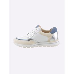 Sneaker Caprice, Damen, Gr. 38, blau (wei&szlig;, jeansblau), Glattleder, Veloursleder, Schuhe Sneaker