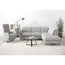 Sit & More Ecksofa SIT & MORE "Grenoble L-Form mit Federkern", silber, B:247cm H:85cm T:222cm, Sofas, Ecksofa, wahlweise mit Bettfunktion, Bettkasten, Arm- und Kopfteilverstellung