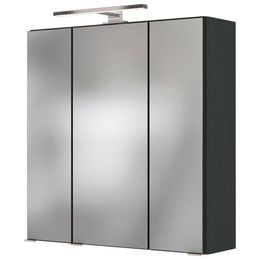 Spiegelschrank Welltime "Catania", grau (graphit), B:60cm H:64cm T:20cm, Schr&auml;nke, Spiegelschrank, Inklusive LED-Beleuchtung