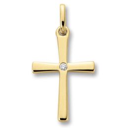 Kettenanh&auml;nger ONE ELEMENT "0.01 ct Diamant Brillant Anh&auml;nger aus 585 Gelbgold", gold, Schmuckanh&auml;nger, Damen, Gelbgold 585, Kettenanh&auml;nger