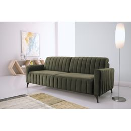3-Sitzer exxpo - SOFA FASHION "Grande, Schlafsofa, Dauerschl&auml;fer, Microvelours-Bezug, Breite 222cm", gr&uuml;n, B:222cm H:90cm T:100cm, Sofas, 3-Sitzer, mit Bettfunktion und Bettkasten, komfortabler Federkern