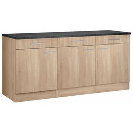 Unterschrank Optifit "Mini", grau (eichefarben, anthrazit), B:180cm H:84,8cm T:60cm, Schr&auml;nke, Unterschrank, Breite 180 cm