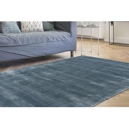 Teppich Padiro "Village 125", blau, B:120cm H:12mm L:170cm, Bambus, Teppiche, Teppich