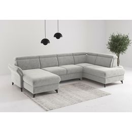 Sit & More Wohnlandschaft SIT & MORE "Glendale, U-Form", hellgrau, B:321cm H:84cm T:193cm, 100% Polyester, Sofas, Wohnlandschaft, inkl. Kopfteilverstellung,wahlweise mit Vorziehsitz und Bettkasten