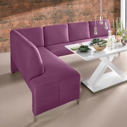 Eckbank exxpo - SOFA FASHION "Intenso, modern, wahlweise in Leder oder Textil, 264/197 cm (B/T)", pink (fuchsia), B:264cm H:91cm T:197cm, NaturLeder;Strukturstoff (Zusammensetzung: Polyester 100%);Luxus-Microfaser (Zusammensetzung: Aufgeflockte 100% Polyester Schicht mit Pr&auml;gung);Cord (Zusammensetzung: Polyester 100%), Sitzb&auml;nke, Eckbank, hohe Bodenfreiheit, frei im Raum stellbar, hoher Sitzkomfor
