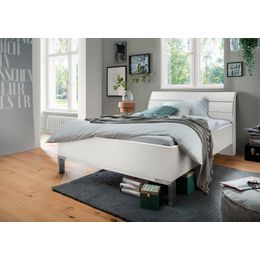 Futonbett Wiemann "Monaco, 4-fache Liegeh&ouml;henverstellung", wei&szlig; (wei&szlig;, leisten in chrom), B:99cm L:218cm, Betten, Futonbett, mit stilvollem Holzkopfteil, Made in Germany