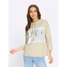Sweatshirt Inspirationen, Damen, Gr. 52, sand, wei&szlig;, geringelt, 50% Modal, 44% Polyester, 6% Elasthan, gemustert, mehrfarbig, Sweatshirts Sweatshirt