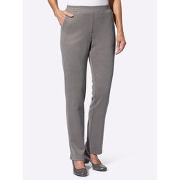Schlupfhose Classic Basics, Damen, Gr. 40, Normalgr&ouml;&szlig;en, grau (grau, meliert), 83% Polyester, 15% Viskose, 2% Elasthan, meliert, lang, Hosen Schlupfhose