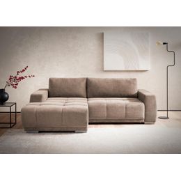 Ecksofa Home Affaire "Bolero L-Form", grau (taupe), B:241cm H:66cm T:165cm, 96% POLYESTER (PES)/4% POLYAMID(PA), Sofas, Ecksofa, wahlweise mit Bettfunktion & Bettkasten