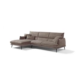 Ecksofa Egoitaliano "FUNNY, hochwertiges & aktuelles Design, bequeme R&uuml;ckenlehne, L-Form", braun (schlammfarben), B:265cm H:90cm T:225cm, 100% Polyester, Sofas, Ecksofa, hochwertiger Sitzkomfort, L-Form