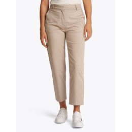 Chinohose Tommy Hilfiger, Damen, Gr. 40, N-Gr, beige, Web, Obermaterial: 65% Baumwolle, 33% Lyocell, 2% Elasthan, unifarben, slim fit 7/8-L&auml;nge, Hosen Chinohose, mit B&uuml;gelfalten