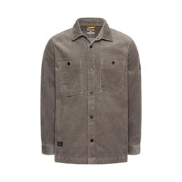 Langarmhemd Camel Active, Herren, Gr. XL, N-Gr, stone grau, Cord, Obermaterial: 100% Baumwolle, unifarben, normal h&uuml;ftbedeckend, Rundhals, 1-Knopf-Manschette, Hemden Langarmhemd, Overshirt aus Cord