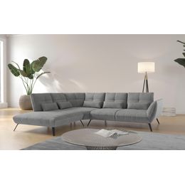 Ecksofa OTTO HOME "Mikado L-Form", silber (silberfarben), B:297cm H:88cm T:245cm, 100% Polyester, Sofas, Ecksofa, inkl. Sitztiefenverstellung und Armteilverstellung