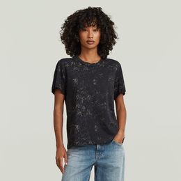 G-Star Raw T-Shirt G-STAR "Aop Wmn", Damen, Gr. XL, dk schwarz wave spray, Single Jersey, Obermaterial: 100% Baumwolle, gemustert, regular fit h&uuml;ftlang, Rundhals, abgesteppte Kante, Shirts T-Shirt, mit Allover-Print