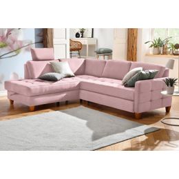 Ecksofa Home Affaire "Earl L-Form", rosa (flamingo), B:233cm H:80cm T:196cm, Luxus-Microfaser in Lederoptik (100% Polyester);Struktur fein (100% Polyester);Luxus-Microfaser ALTARA NUBUCK (100% Polyester), Sofas, Ecksofa, wahlweise auch mit Bettfunktion oder Bettfunktion mit Bettkasten
