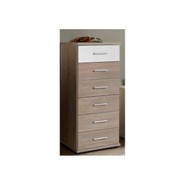 Schubkastenkommode wimex "Greven", wei&szlig; (struktureichefarben hell, wei&szlig; hochglanz), B:46cm H:103cm T:40cm, Sideboards, Schubkastenkommode