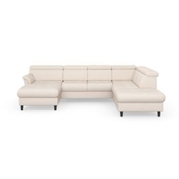 Sit & More Wohnlandschaft SIT & MORE "Marano U-Form", beige (creme), B:304cm T:216cm, 100% Polyester, Sofas, Wohnlandschaft, inklusive Kopfteilverstellung, wahlweise mit Bettfunktion, Bettkasten