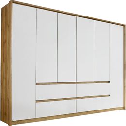 Dreht&uuml;renschrank Rauch "Mainz mit Passepartout", wei&szlig; (eiche artisan, alpinwei&szlig;), B:275cm H:212cm T:58cm, Holzwerkstoff, Schr&auml;nke, Dreht&uuml;renschrank, optional mit Beleuchtung, Au&szlig;ent&uuml;ren mit Push-to-Open Funktion
