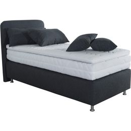 Boxspringbett, grau (dunkelgrau), B:100cm L:212cm, Bezug Kaltschaum-Topper: mit Klimafaser versteppt, 100% Polyester;Bezug untere Box und Kopfteil: wahlweise hochwertiger Microvelour (100% Polyester), feiner Strukturstoff (100% Polyester) oder Kunstleder;Bezug Obermatratze: 100% Polyester, Bezug abnehm- und waschbar bis 60C, Westfalia Schlafkomfort, Komplettbetten, Boxspringbett, inkl. Kaltschaum-