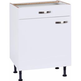 Unterschrank KOCHSTATION "KS-Cara", wei&szlig; (wei&szlig;, wei&szlig;), B:60cm H:87cm T:58,4cm, Schr&auml;nke, Unterschrank, Breite 60 cm, mit Vollauszug und Soft-Close-Funktion
