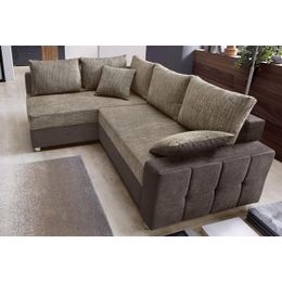 Ecksofa Collection AB "Parma L-Form", braun (dunkelbraun, cappuccino), B:224cm H:84cm T:161cm, Kunstleder SOFTLUX / Struktur (80% Polyester; 20% Polyacryl);Microfaser PRIMABELLE (100% Polyester);Zierkissen: Jeweils analog des Korpusbezugs (Wendekissen, teilweise im Materialmix);Microfaser PRIMABELLE (100% Polyester) / Struktur (80% Polyester; 20% Polyacryl), Sofas, Ecksofa, mit Bettfunktion und Fe