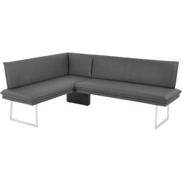 K+w Komfort & Wohnen Eckbank K+W KOMFORT & WOHNEN, grau (zinn), H:86cm T:60cm, Sitzb&auml;nke, Eckbank, mit Sattlernaht und schmaler Kufe, langer Schenkel rechts oder links