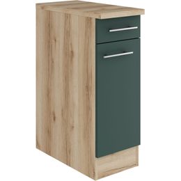 Unterschrank Optifit "Bella", gr&uuml;n (steingr&uuml;n, wildeiche, wildeiche), B:30cm H:84,8cm T:60cm, Holzwerkstoff, Schr&auml;nke, Unterschrank, Breite 30 cm, 1 T&uuml;r, 1 Einlegeboden, 1 Schubkasten