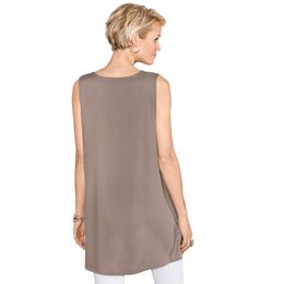 Blusentop Classic Basics, Damen, Gr. 38, grau (taupe), 70% Polyester, 30% Viskose, unifarben, Rundhals, Blusen Blusentop