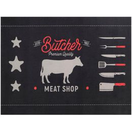 Fu&szlig;matte "BBQ Grillunterlage BEEF, Made in Belgium", schwarz, B:90cm H:5mm L:120cm, Polyamid, PRIMAFLOR-IDEEN IN TEXTIL, Teppiche, Fu&szlig;matte, Grillmatte ideal als Bodenschutz, ruschhemmend, waschbar