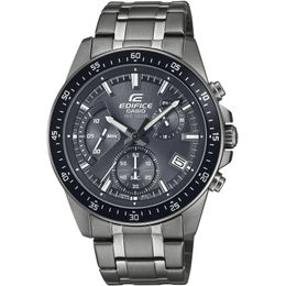 Chronograph CASIO EDIFICE, grau (schwarz, grau, silberfarben), Armbanduhren, Herren, Chronograph, Quarzuhr, Armbanduhr, Herrenuhr, Stoppfunktion, bis 10 bar wasserdicht