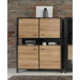 Highboard FORTE "High Rock", schwarz, B:121,3cm H:152,3cm T:40,2cm, Dekorfolie, FSC-zertifizierter Holzwerkstoff, Sideboards, Highboard, Breite ca. 121 cm