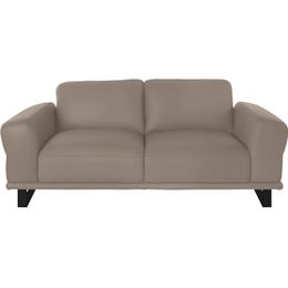 2-Sitzer W.Schillig "montanaa", braun (stone z59), B:192cm H:78cm T:94cm, Sofas, 2-Sitzer, mit Metallkufen in Schwarz pulverbeschichtet, Breite 192 cm