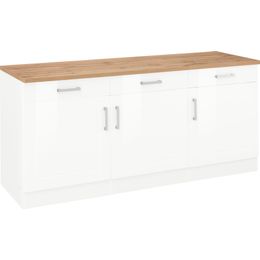 Unterschrank KOCHSTATION "KS-Tinnum", wei&szlig;, B:180cm H:85cm T:60cm, Holzwerkstoff, Schr&auml;nke, Unterschrank, 180 cm breit, Metallgriffe, MDF Fronten, 3 Schubk&auml;sten, 3 T&uuml;ren