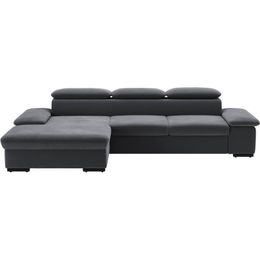 Sit & More Ecksofa SIT & MORE "Alcudia L-Form", grau (dunkelgrau), B:286cm H:73cm T:174cm, 98% Polyester, 2% Polyamid, Sofas, Ecksofa, wahlweise mit Bettfunktion