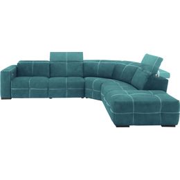 Ecksofa Egoitaliano "Sauvanne, Designsofa der Extraklasse, elegant und bequem", blau (teal), B:300cm H:100cm T:274cm, Sofas, Ecksofa, wahlweise mit elektrischer Relaxfunktion, Kopfteilverstellung