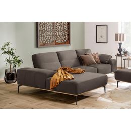 Ecksofa W.Schillig "run, Designsofa mit tollem Sitzkomfort, bequem, L-Form", braun (stone w82), B:299cm H:88cm T:178cm, Longlife Xtra-Leder Z73: Naturwalkleder der Luxusklasse aus den erlesensten Rohh&auml;uten. Hautst&auml;rke 1, 1 &ndash; 1, 3 mm;ROHLEDER Jacquard-Flachgewebe Q2 W60 (63% Polyester, 37% Polyacryl);ROHLEDER Chenille-Flachgewebe Q2 W77 (68% Polyacryl, 32% Polyester);Stoff S37 (100% Polyester), Sof