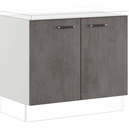 Sp&uuml;lenunterschrank IMPULS K&Uuml;CHEN "Prag und Valencia", Breite/H&ouml;he: 100/72,3 cm", grau (beton, optik schiefer dunkelgrau), B:100cm H:72,3cm T:57,6cm, Dekorfolie, Holzwerkstoff, Schr&auml;nke, Sp&uuml;lenunterschrank, vormontiert, mit Soft-Close