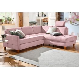 Ecksofa Home Affaire "Earl L-Form", rosa (flamingo), B:233cm H:80cm T:196cm, Luxus-Microfaser in Lederoptik (100% Polyester);Struktur fein (100% Polyester);Luxus-Microfaser ALTARA NUBUCK (100% Polyester), Sofas, Ecksofa, wahlweise auch mit Bettfunktion oder Bettfunktion mit Bettkasten