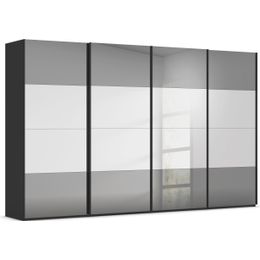 Schwebet&uuml;renschrank Rauch "Kleiderschrank Schrank Garderobe Schlafzimmerschrank SCALE-FYRA", grau (schwarz, grauspiegel, griffleisten schwarz), B:360cm H:223cm T:68cm, Holzwerkstoff, Schr&auml;nke, Schwebet&uuml;renschrank, edle T&uuml;ren viergeteilt Front Spiegel-Mix viele Farben MADE IN GERMANY